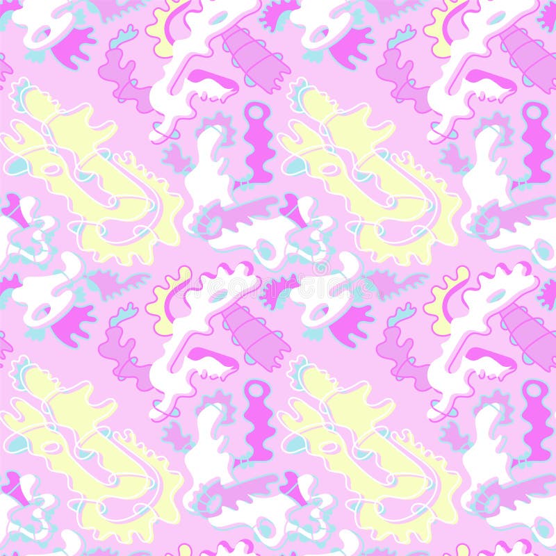 Abstract Surreal Seamless Pattern with Colorful Strange Elements Stock ...