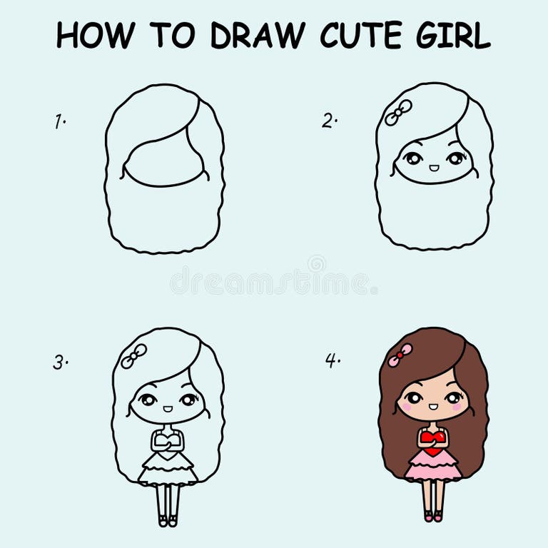 Step by Step To Draw a Cute Girl. Drawing Tutorial a Cute Girl. Drawing ...