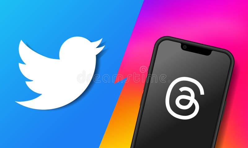 Twitter vs. Threads editorial photography. Illustration of digital ...