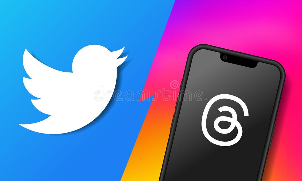 Twitter vs. Threads editorial photography. Illustration of digital ...