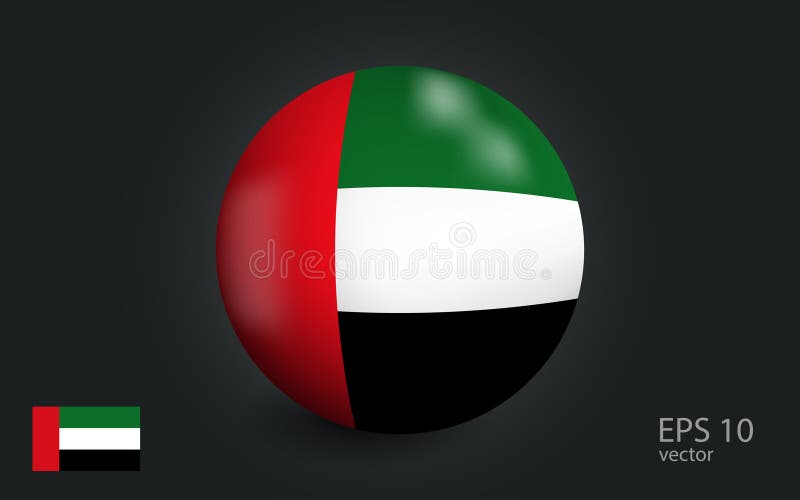Web Realistic Ball with UAE. Sphere with a Reflection of the Incident ...