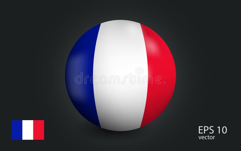Web Realistic Ball with Flag of France. Sphere with a Reflection of the ...