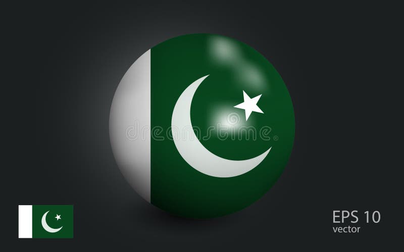 Web Realistic Ball with Flag of Pakistan. Sphere with a Reflection of ...