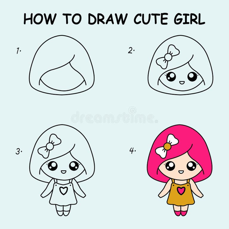 Step by Step To Draw a Cute Girl. Drawing Tutorial a Cute Girl. Drawing ...