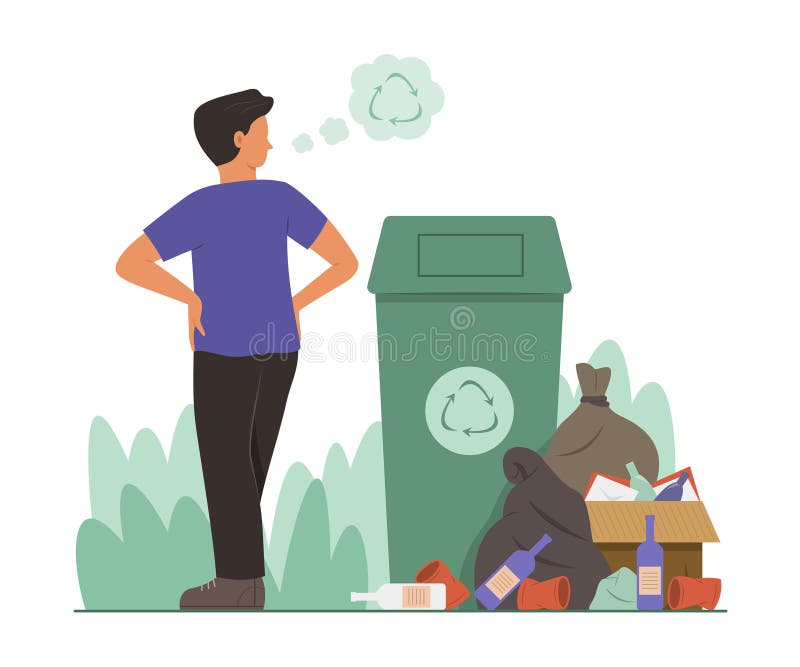Man thinking about Garbage stock vector. Illustration of american ...