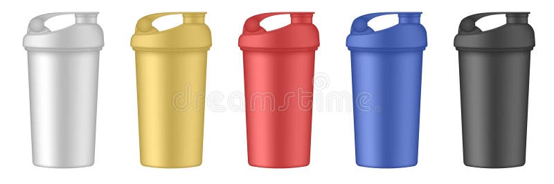 Set of Multicolored Sport Cups or Bottles for Water. Protein Shake ...