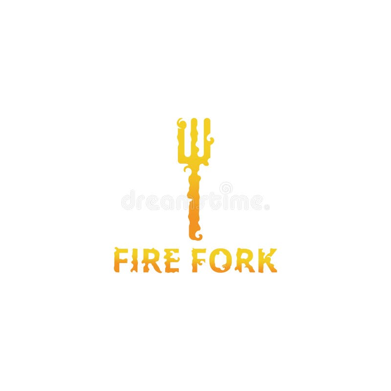 Fork Logo with Burning Fire Stock Vector - Illustration of abstract ...