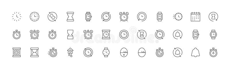 Set of Time Icons Collection. Stock Vector - Illustration of clock ...
