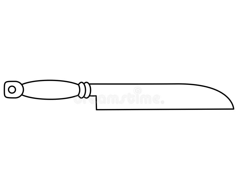 Kitchen Knife, Food Preparation Tool - Vector Line Art Picture for ...