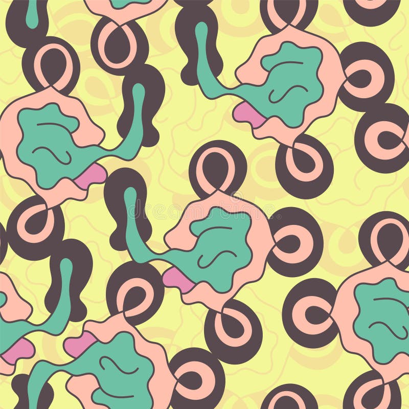 Abstract Surreal Seamless Pattern with Colorful Strange Elements Stock ...