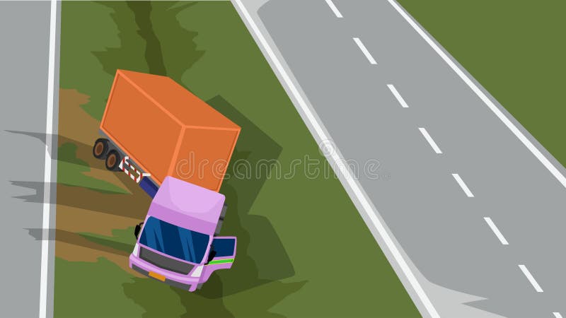 Accident with a Cartoon of Container Truck Falling Off the Road. Stock ...
