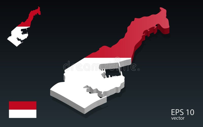 3D Monaco Map and Flag . 3D Shape Design . Independence Day Concept ...