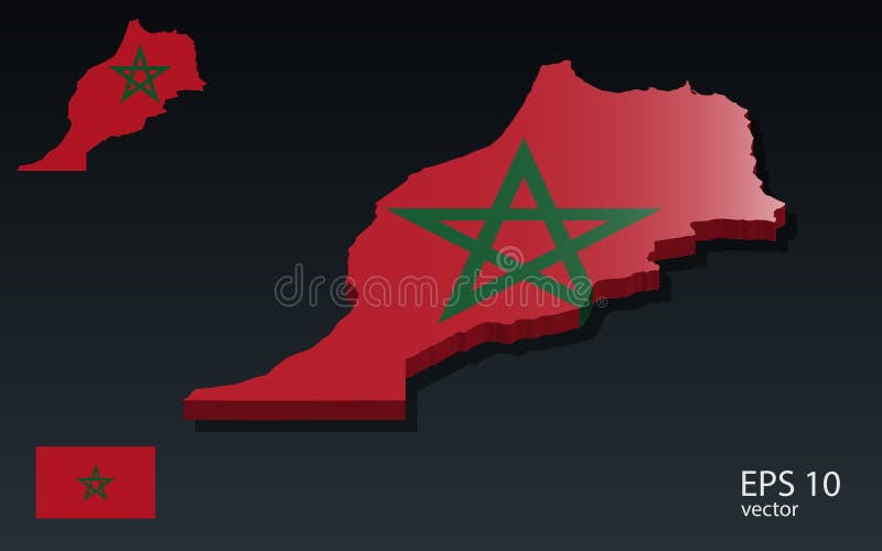 3D Morocco Map and Flag . 3D Shape Design . Independence Day Concept ...