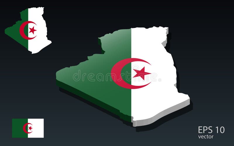 3D Algeria Map and Flag . 3D Shape Design . Independence Day Concept ...