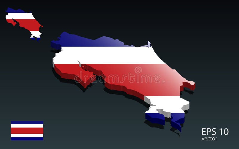 3D Costa Rica Map and Flag . 3D Shape Design . Independence Day Concept ...