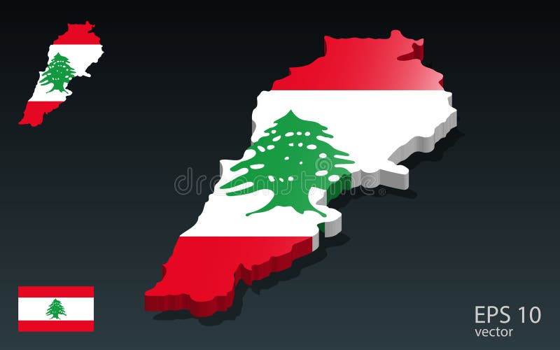 3D Lebanon Map and Flag . 3D Shape Design . Independence Day Concept ...
