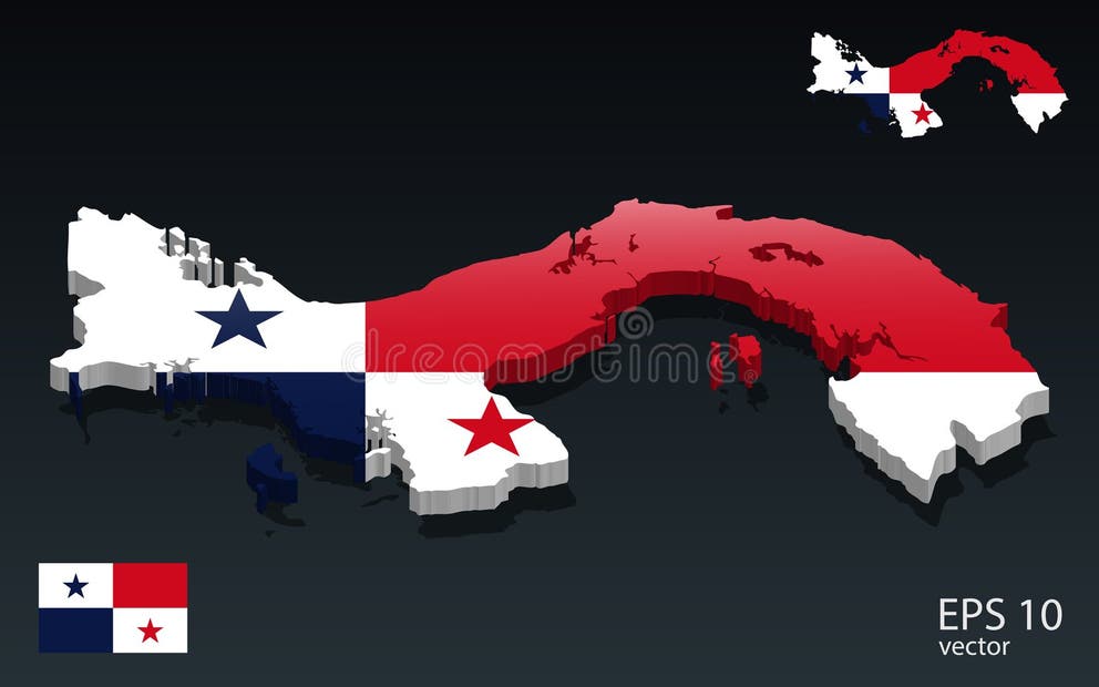 3D Panama Map and Flag . 3D Shape Design . Independence Day Concept ...