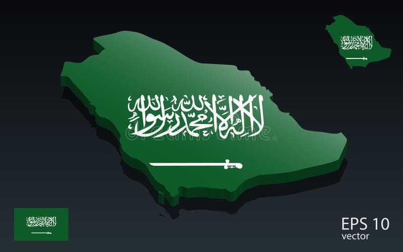 3D Saudi Arabia Map and Flag . 3D Shape Design . Independence Day ...