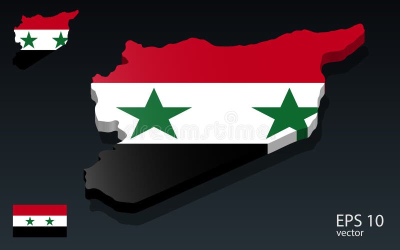 3D Syria Map and Flag . 3D Shape Design . Independence Day Concept ...