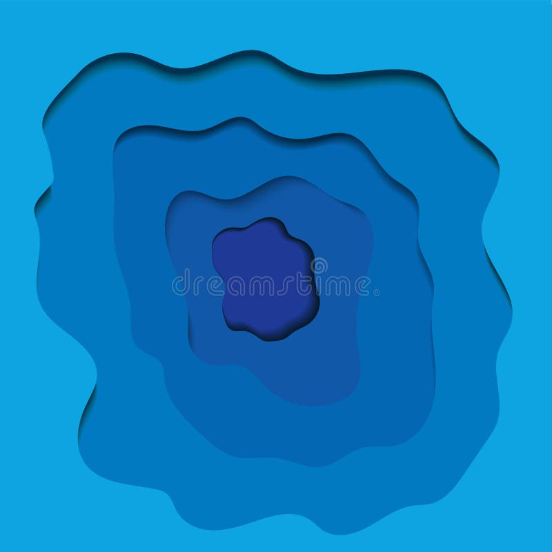 Vector Illustration in Paper Cut Style. Abstract Illustration in Blue ...