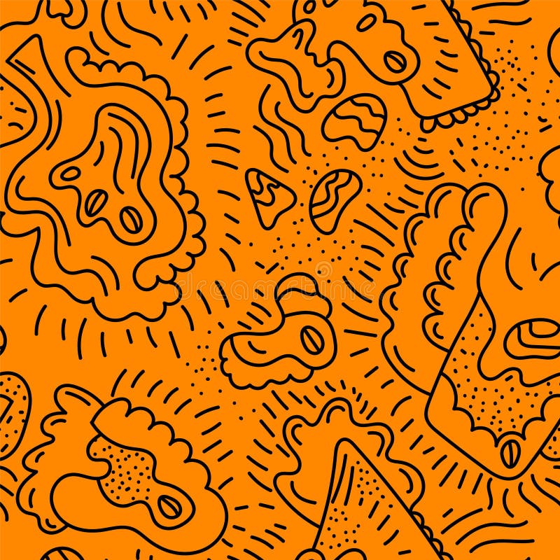 Abstract Unusual Seamless Artwork with Surreal Hand Drawn Pattern Stock ...