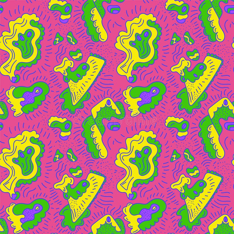 Abstract Unusual Seamless Artwork with Surreal Hand Drawn Pattern Stock ...