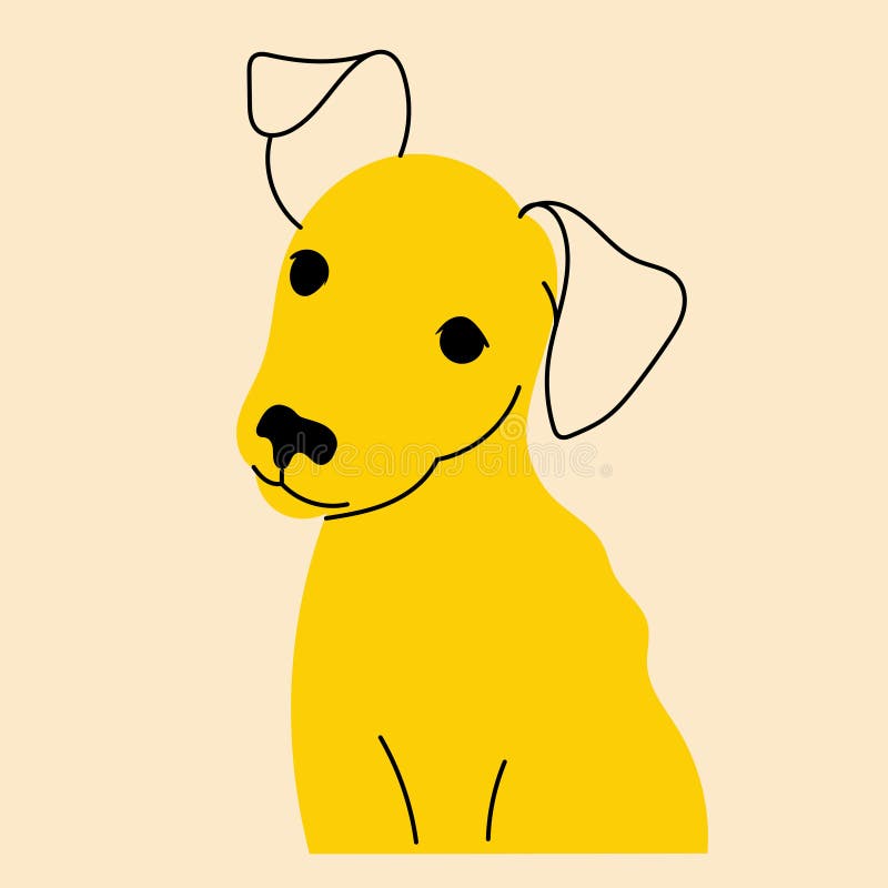 Yellow, Fancy Dog, Puppy. Vector Illustration in Flat Cartoon Style ...