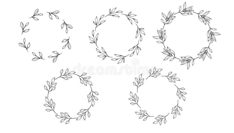 Floral Frames Line Art, Fine Line Poppy Frames Hand Drawn Illustration ...