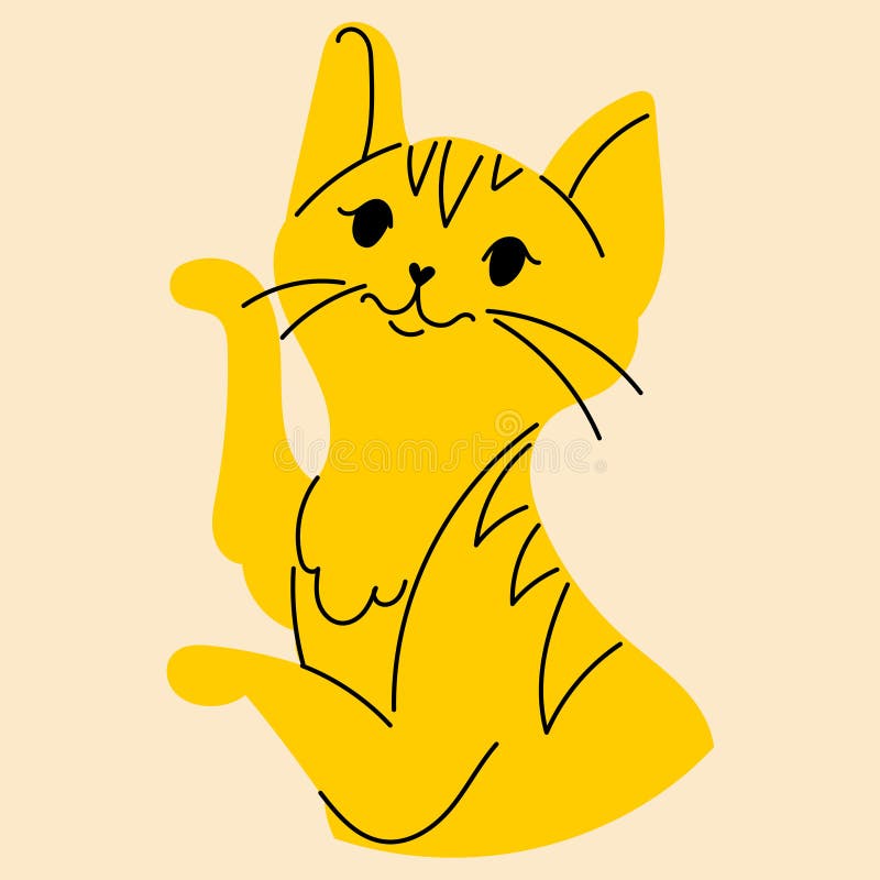 Yellow, Fancy Cat. Vector Illustration in Flat Cartoon Style Stock ...