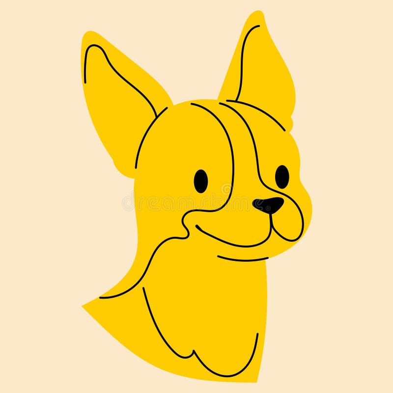 Yellow, Fancy Dog, Puppy. Vector Illustration in Flat Cartoon Style ...