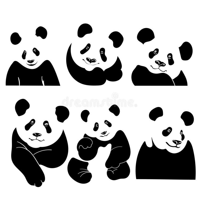 Set of Pandas. Avatar, Badge, Poster, Logo Templates, Print. Vector ...