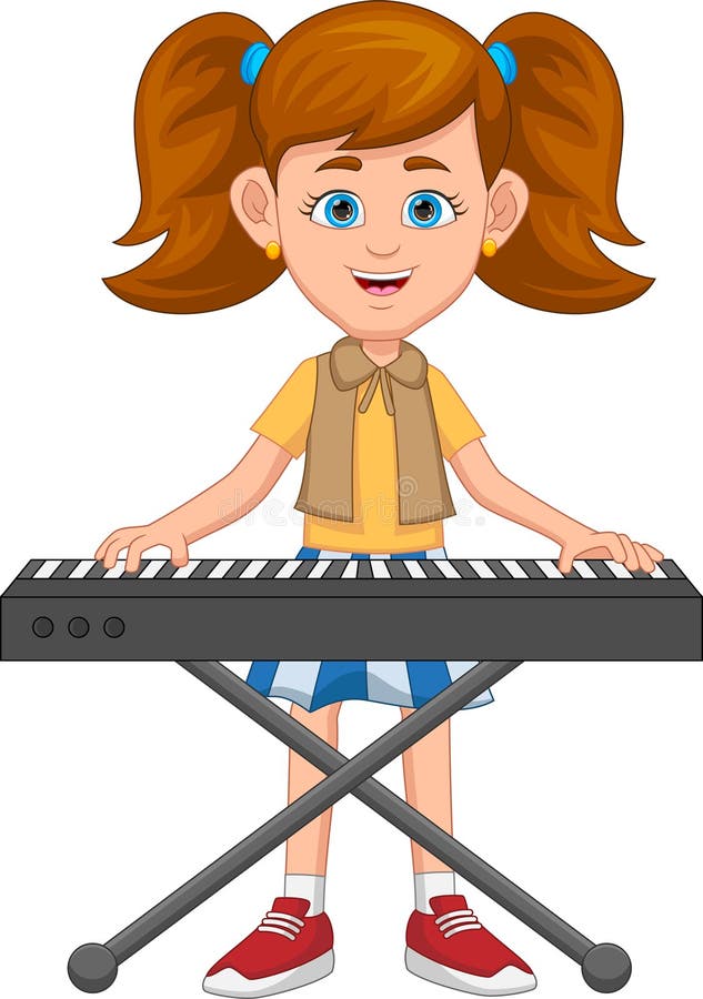 Girl Playing Piano Cartoon