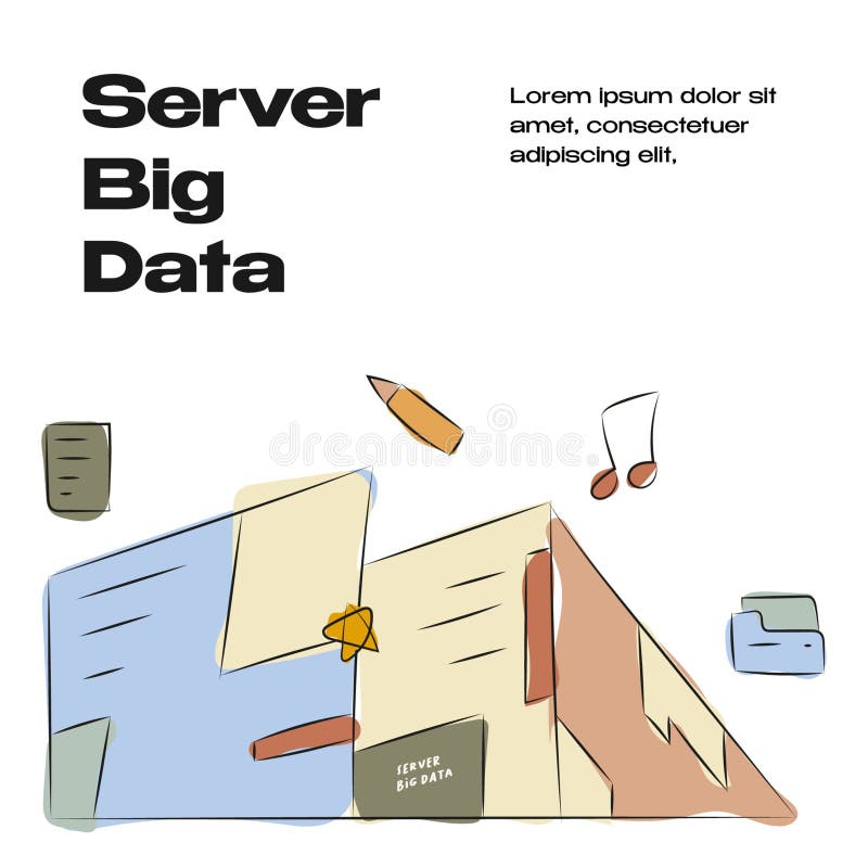 Illustration Server Big Data Line Art Vector Stock Vector ...