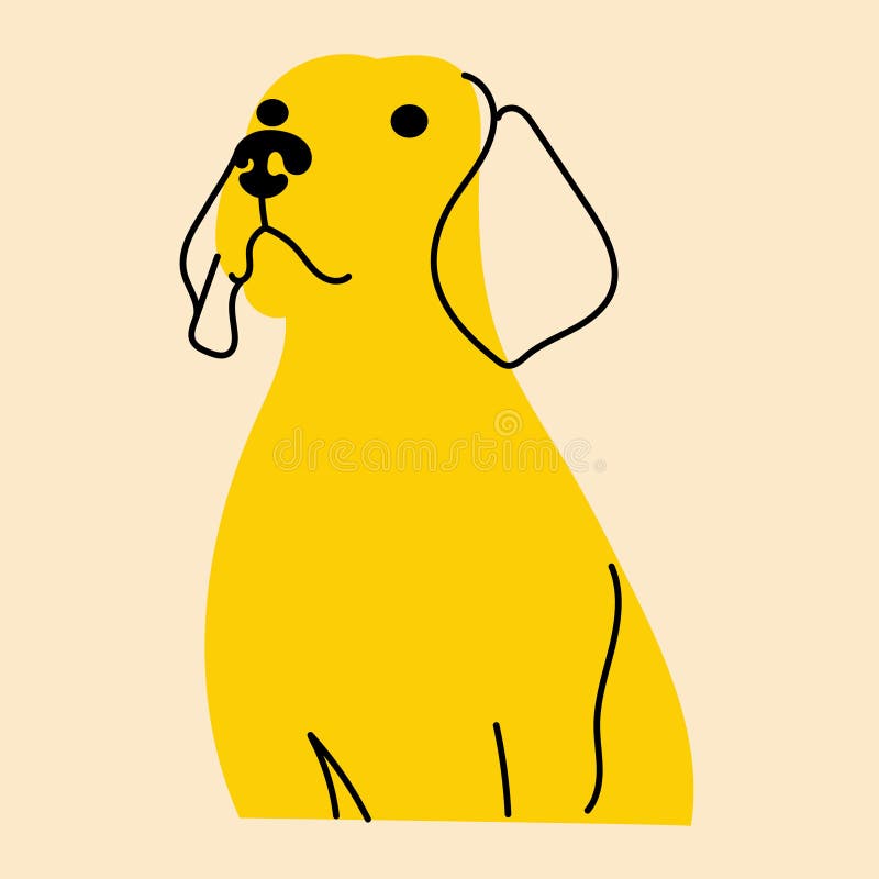 Yellow, Fancy Dog, Puppy. Vector Illustration in Flat Cartoon Style ...