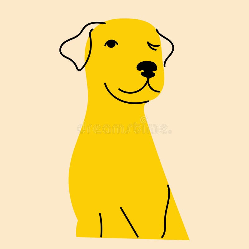 Yellow, Fancy Dog, Puppy. Vector Illustration in Flat Cartoon Style ...