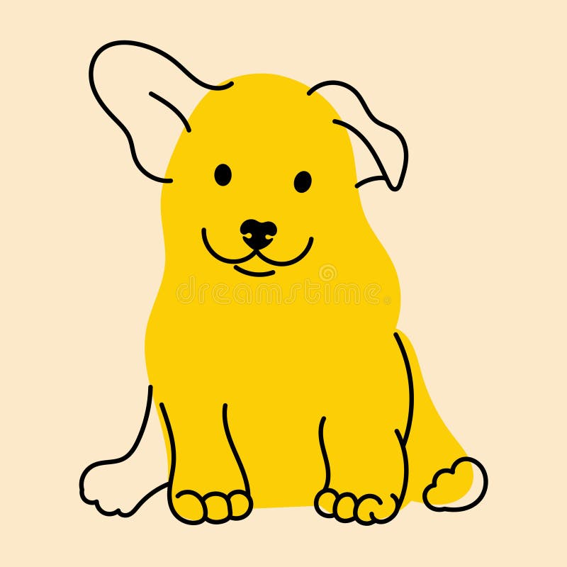 Yellow, Fancy Dog, Puppy. Vector Illustration in Flat Cartoon Style ...