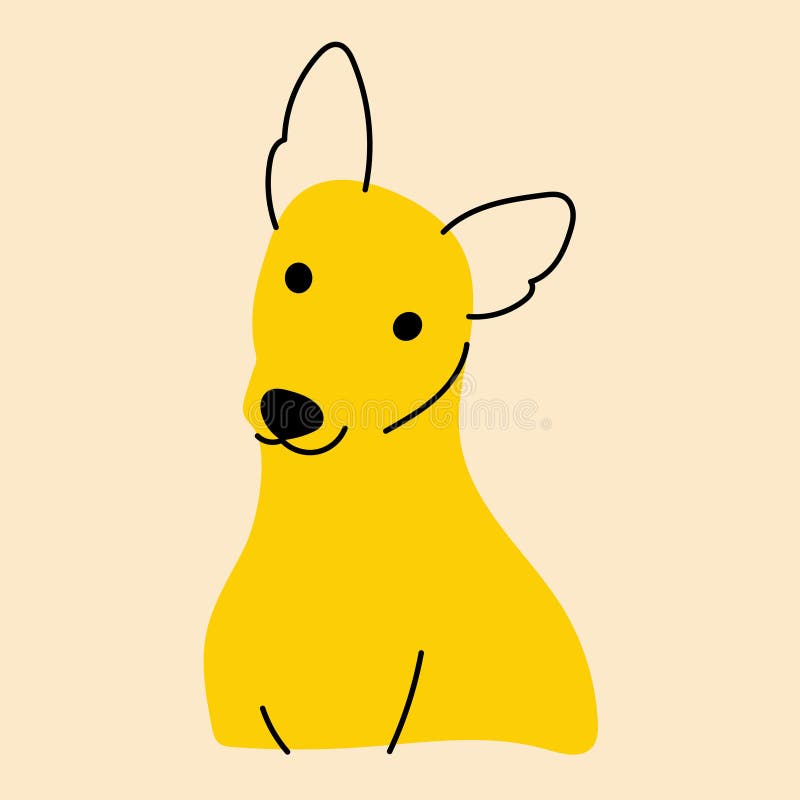Yellow, Fancy Dog, Puppy. Vector Illustration in Flat Cartoon Style ...