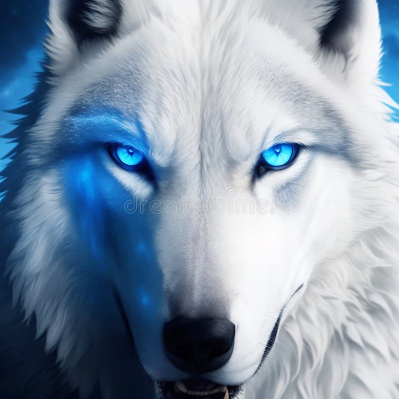 A White Angry Warrior Wolf with Blue Eyes Stock Vector - Illustration ...