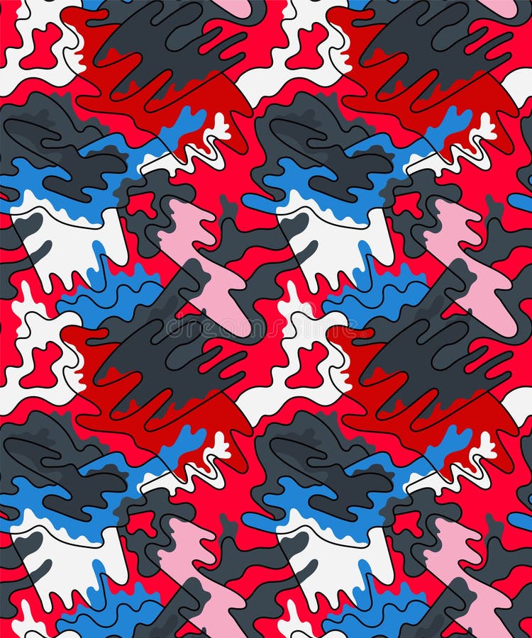 Vector Surreal Colorful Seamless Srtwork with Wave Hand Drawn Patterns ...