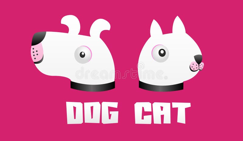 Dog and Cat, Vector Cartoon Design Icon with Cute Dog and Cat Shape ...