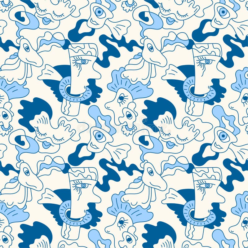 Abstract Vector Surreal Seamless Pattern with Colorful Unusual Hand ...