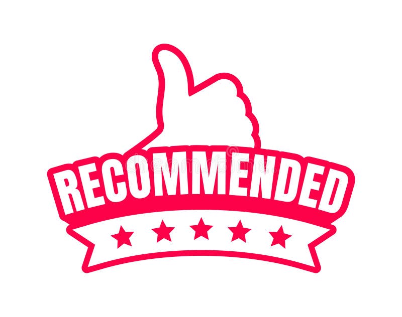 Recommended Text with Thumb Up Icon Stock Vector - Illustration of like ...