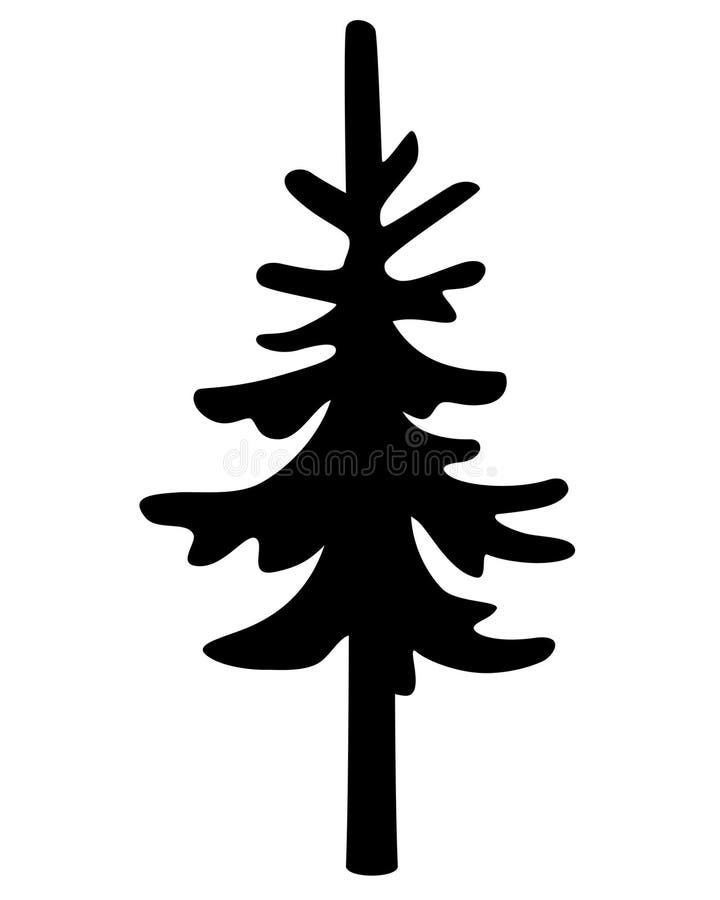 Spruce Coniferous Tree, Evergreen Plant - Vector Silhouette for Stencil ...
