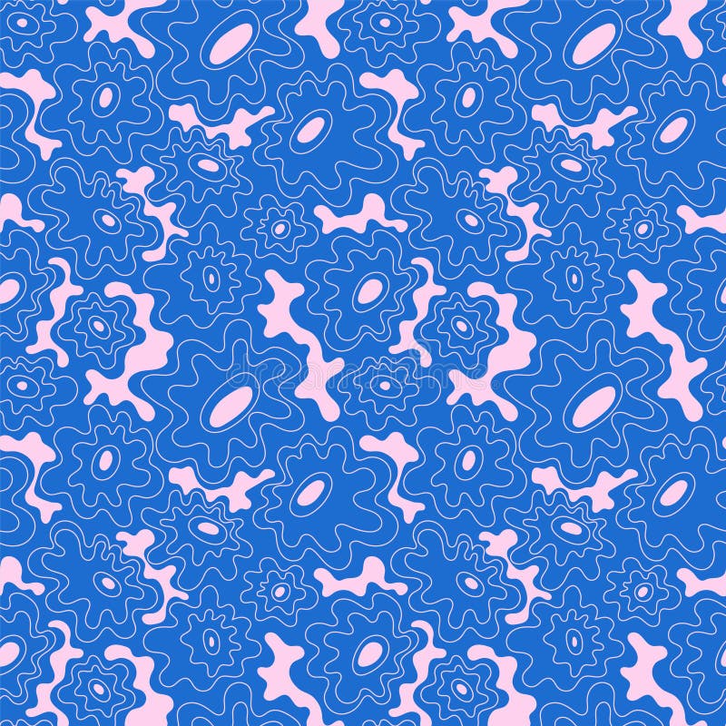 Vector Seamless Pattern with Wave Simple Flowers. Abstract Pattern for ...