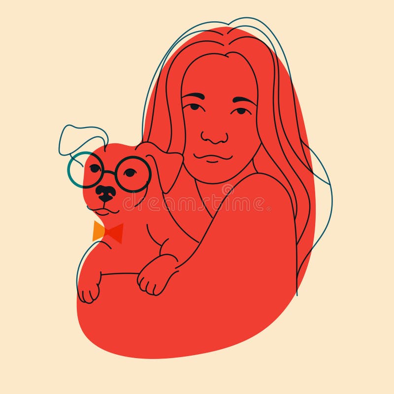 Girl with Dog. Avatar, Badge, Poster, Logo Templates, Print Stock ...