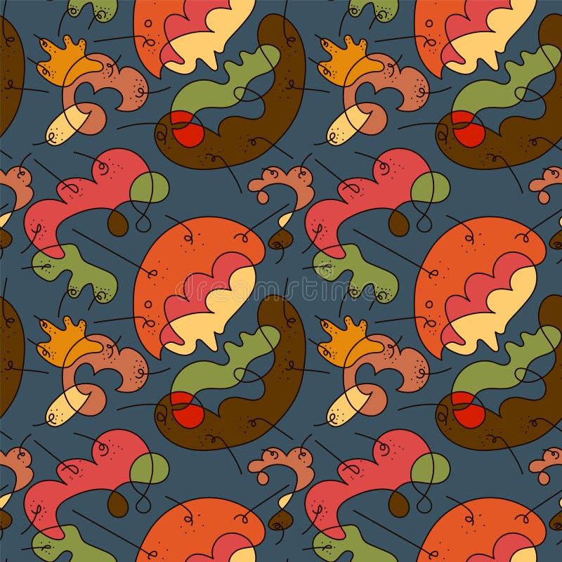 Abstract Vector Surreal Seamless Pattern with Colorful Unusual Hand ...