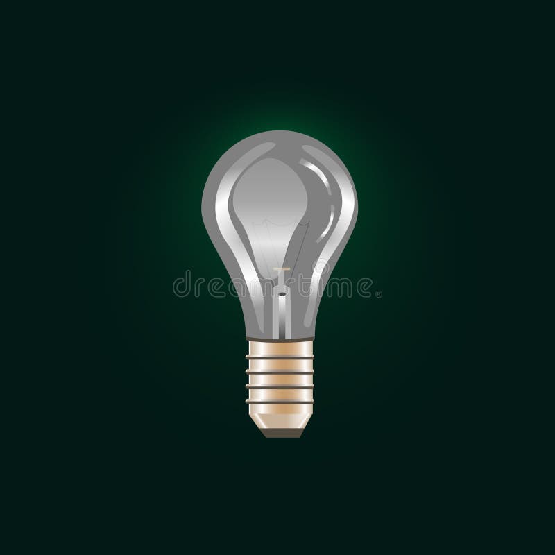 Transparent Electric Light Bulb with a Gold Base. Realistic Style Stock ...