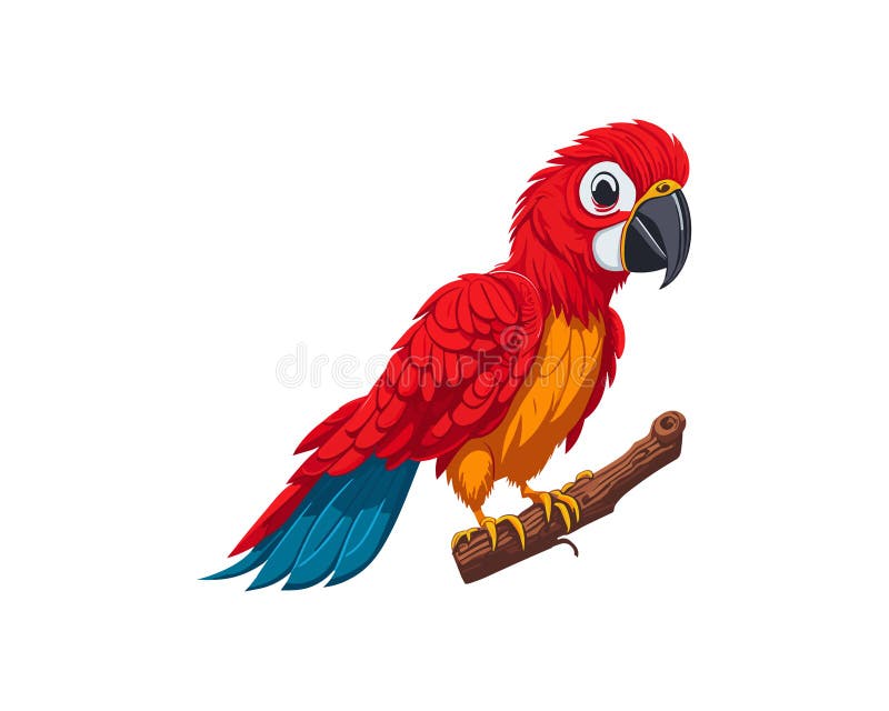 The Cute Red Parrot Illustration Stock Illustration - Illustration of ...