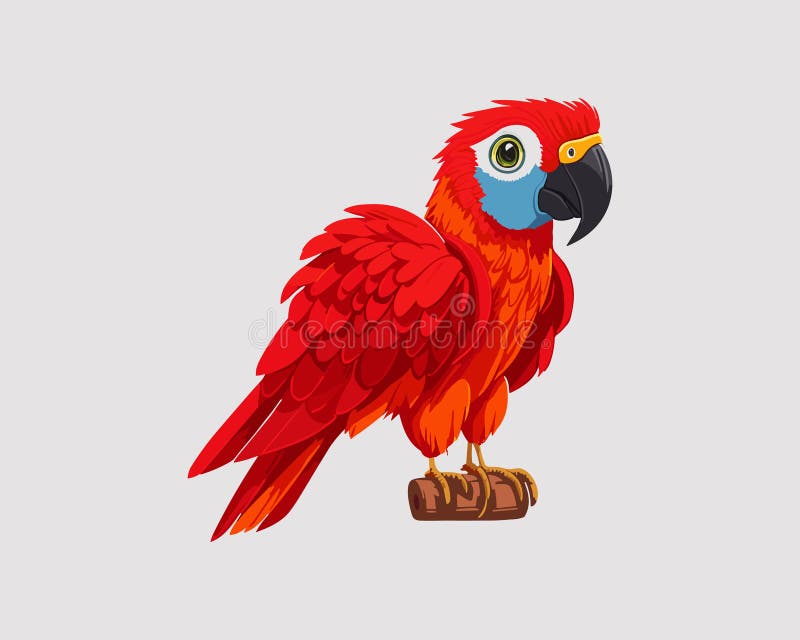 The Cute Red Parrot Illustration Stock Illustration - Illustration of ...
