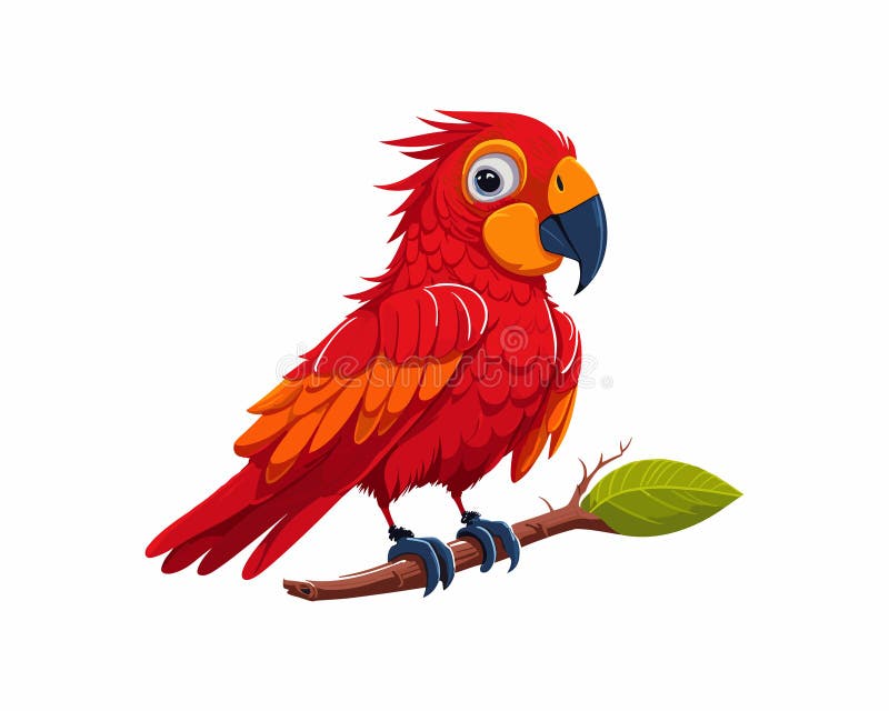 The Cute Red Parrot Illustration Stock Illustration - Illustration of ...